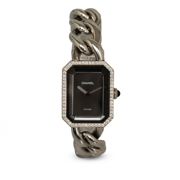 CHANEL | Accessories | Chanel Stainless Steel Quartz Diamond Bezel ...